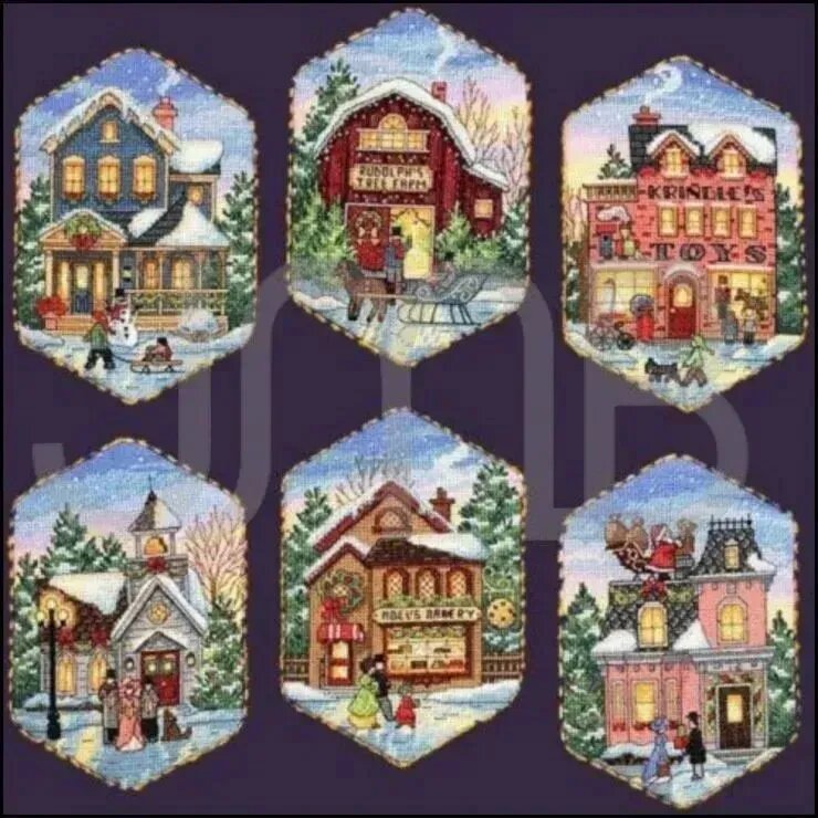 Набор для вышивания крестом DIMENSIONS 37*35cm Christmas Village Ornaments "Рождественские украшения - Деревня