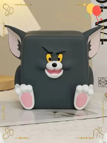 Копилка Tom для кошек и мышек, черный пластик, декор для детской комнаты, размер 15x10x12 см
