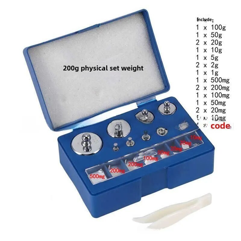 Гиря калибровочная 200g physical set weight набор весов для лабораторных работ металлический серебристый