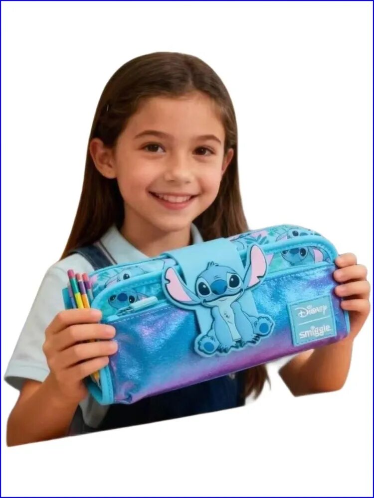 Пенал для косметики Smiggle Stitch Disney вместительный с 30 отделениями, голубой