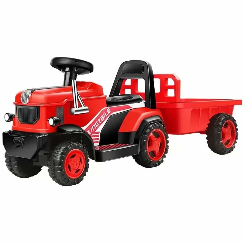 Каталка-трактор "Turbo" (красный) с педалями и полуприцепом, 120х45х42 см