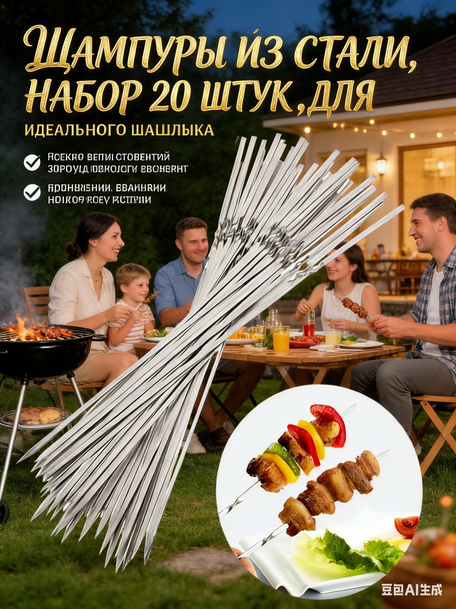 Шампур 33 см, 20 шт