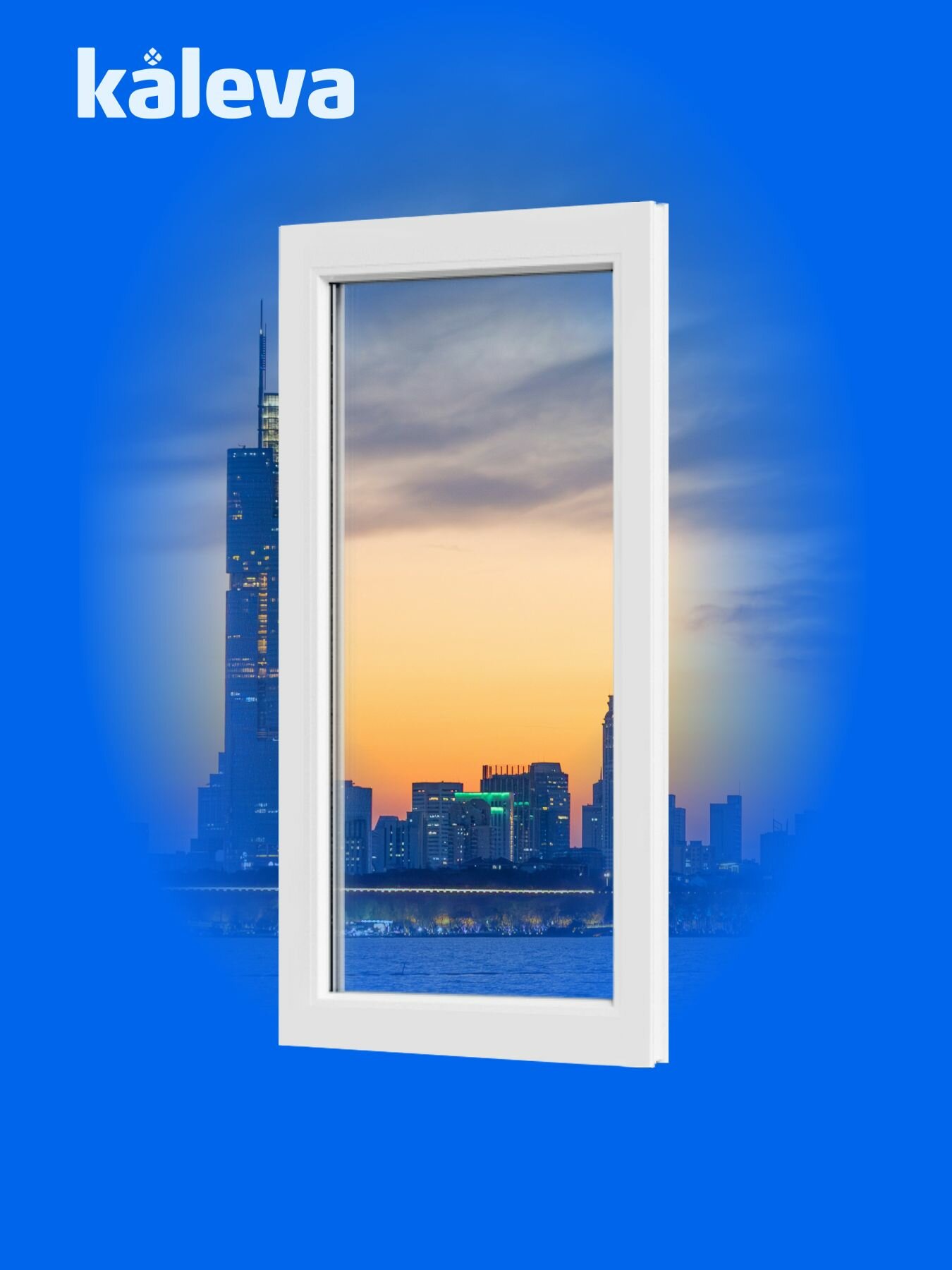 Пластиковое Окно ПВХ Kaleva 90х58 см одностворчатое глухое двухкамерный стеклопакет с энергосберегающим напылением