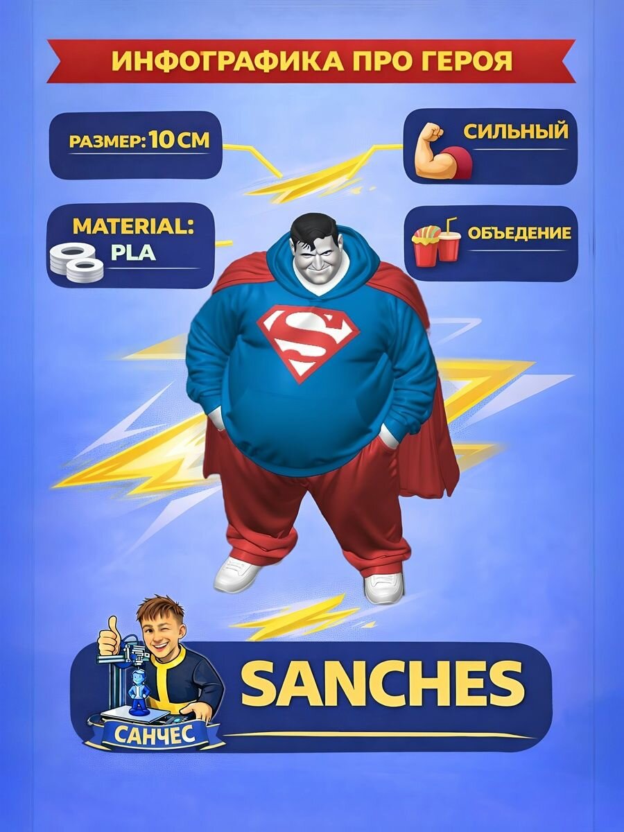 Экшн-фигурка shoptronic "Supermen", для коллекционеров, синий, 3D