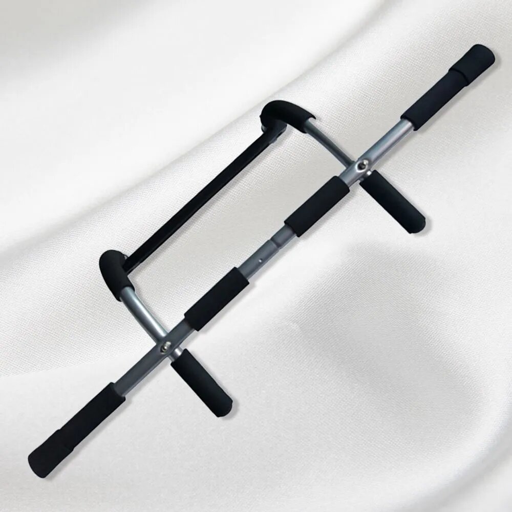 Турник на дверной проем для дома и спорта, черный, с противоскользящими ручками