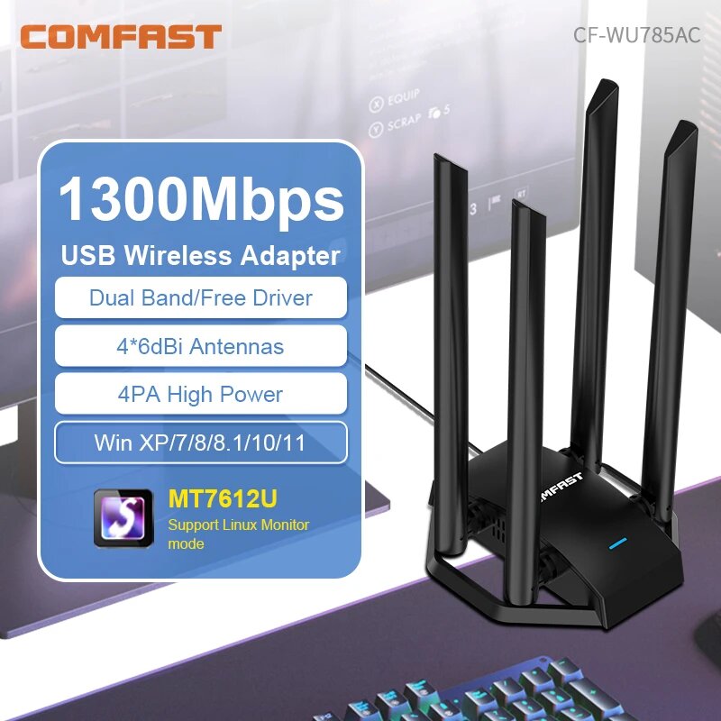 COMFAST 1300M Беспроводной адаптер Wi-Fi 2.4G/5ГГц