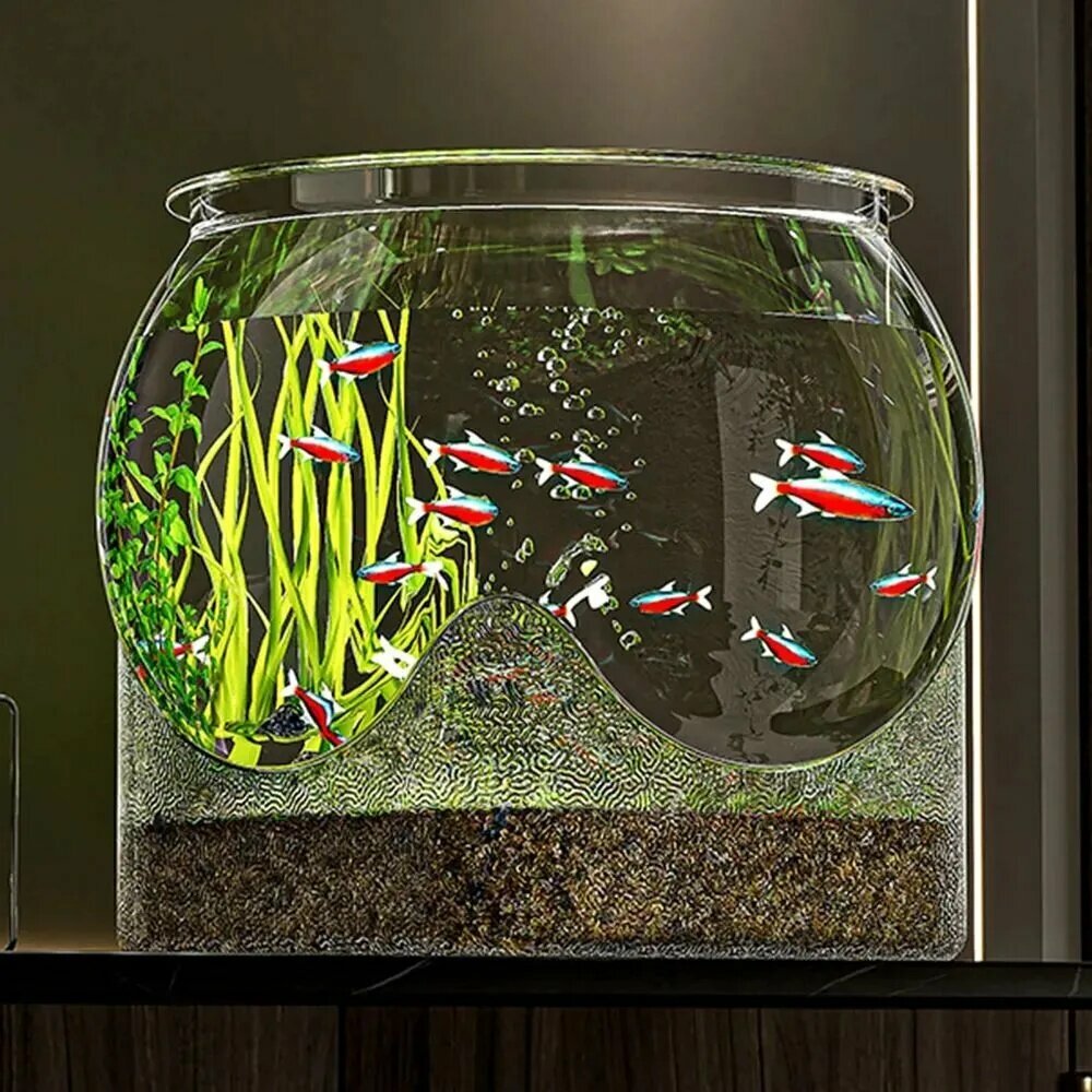Круглая прозрачная пластмасса ваза шар / Аквариум для рыбок 6L