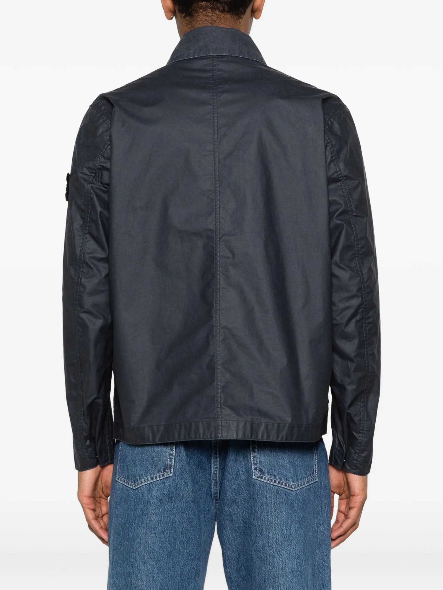 Куртка Stone Island Waxed shirt jacket, размер XL, синий — фото 1