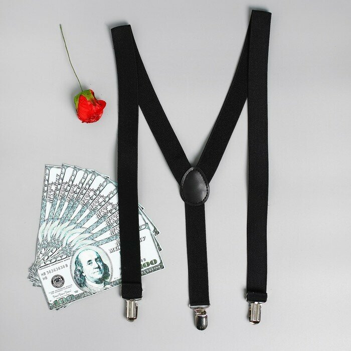 Карнавальный набор Retro-party, подтяжки, цветок , пачка денег