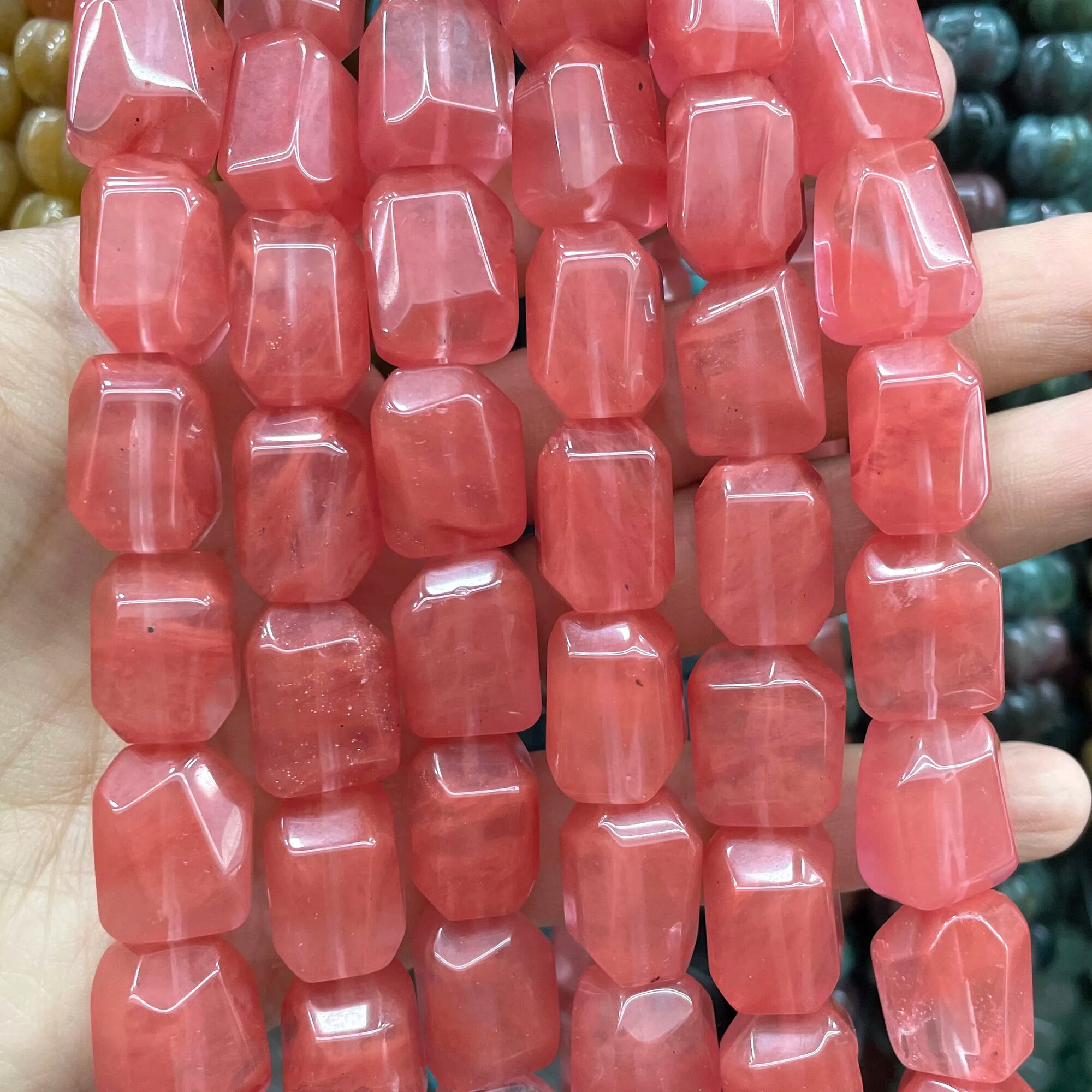 Бусины из аргиля, цвет арбузный красный