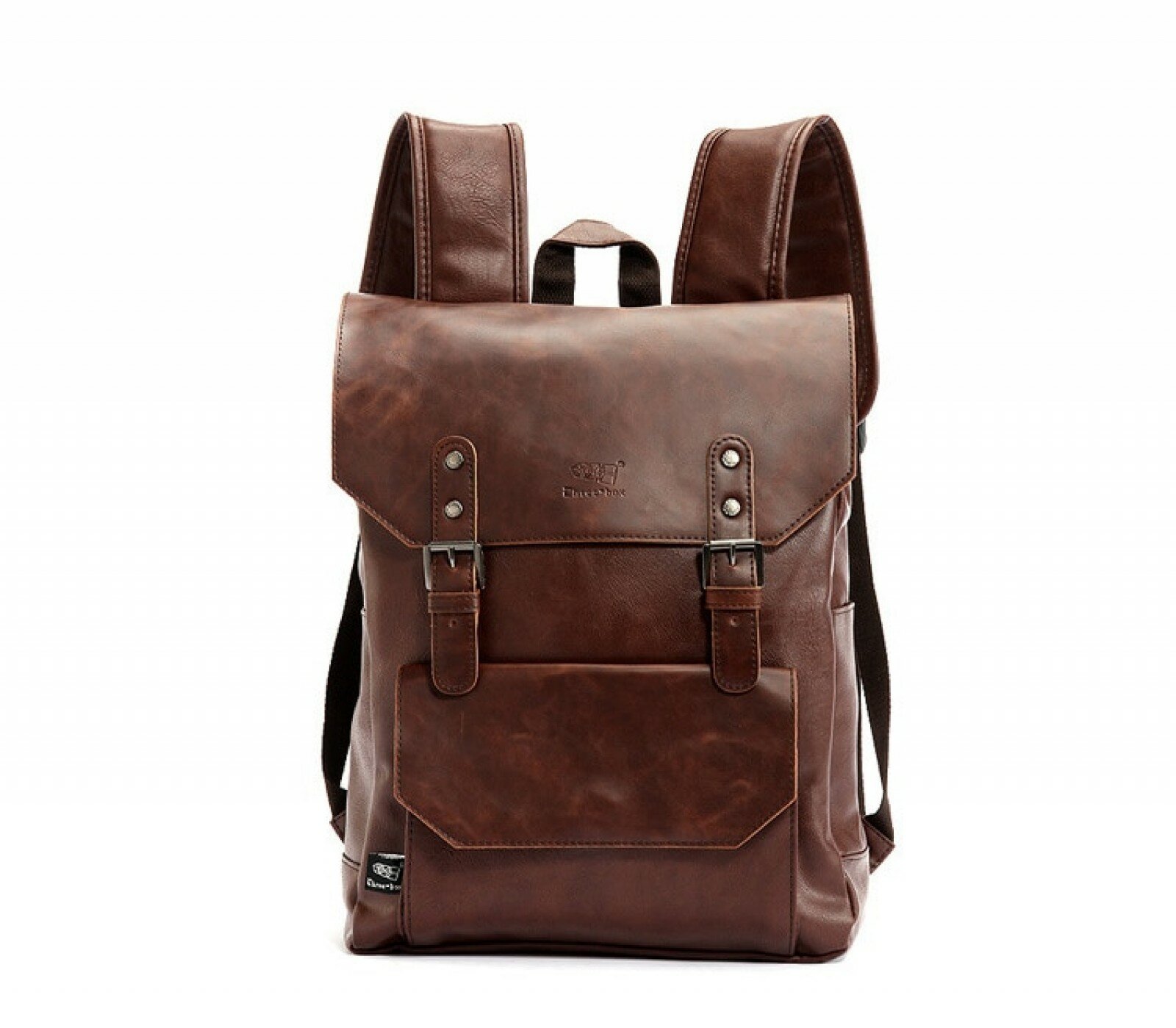 Рюкзак MyPads 3526-2 из импортной эко-кожи темно-коричневый для ноутбука до 15.6" и фотокамеры
