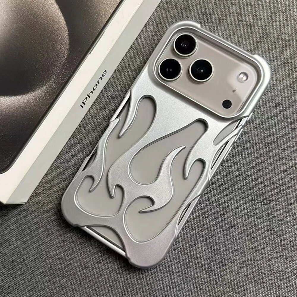 Новый чехол для телефона из ТПУ с полым дизайном, огненным IPhone 16 Plus, Серый, Matte Silivery