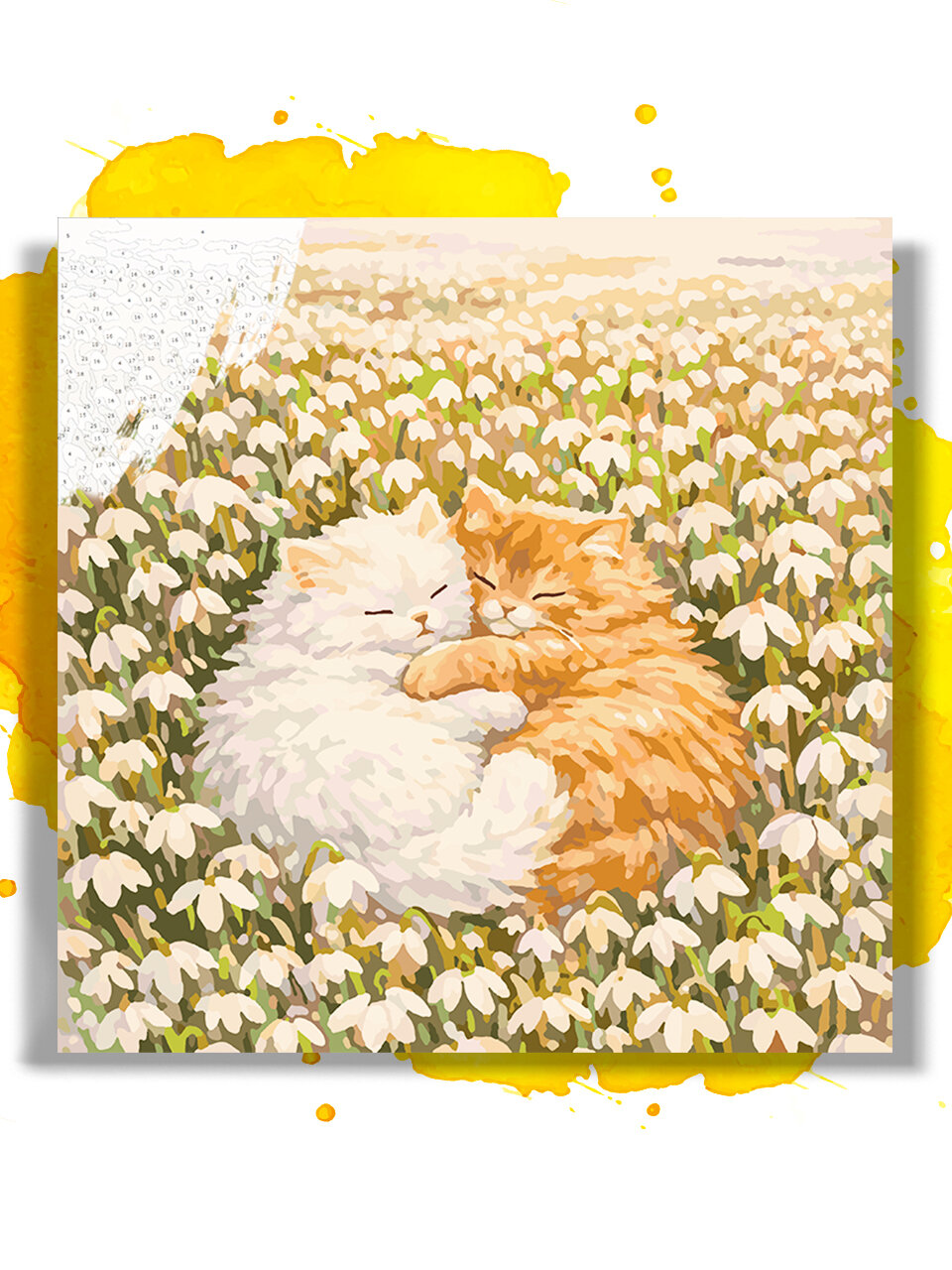 Картина по номерам на холсте Коты в подснежниках, 40 х 40 см