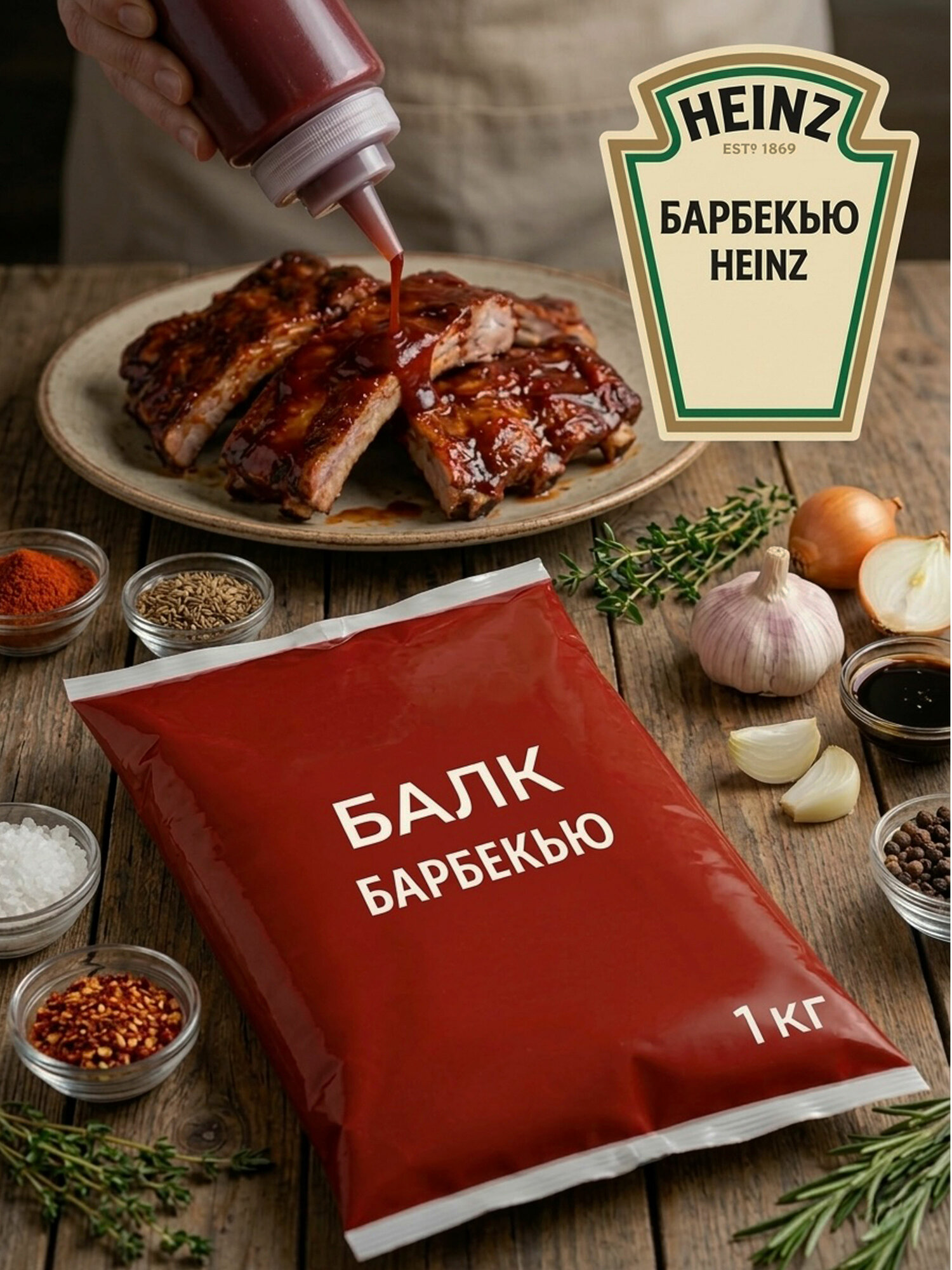 Хайнц (HEINZ) Соус Барбекю классический (балк), 1000г