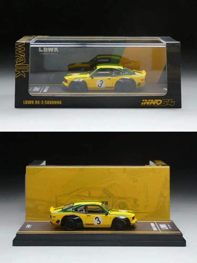 Коллекционная модель Mazda RX-3 Savanna LBWK Liberty Walk, масштаб 1:64, металл/пластик, гоночная машина — фото 1
