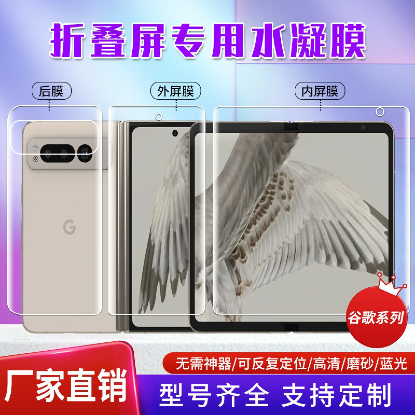 Защитная пленка MyPads Forti Film для Google Pixel 9 Pro Fold, глянцевая, полный комплект из 3 шт.