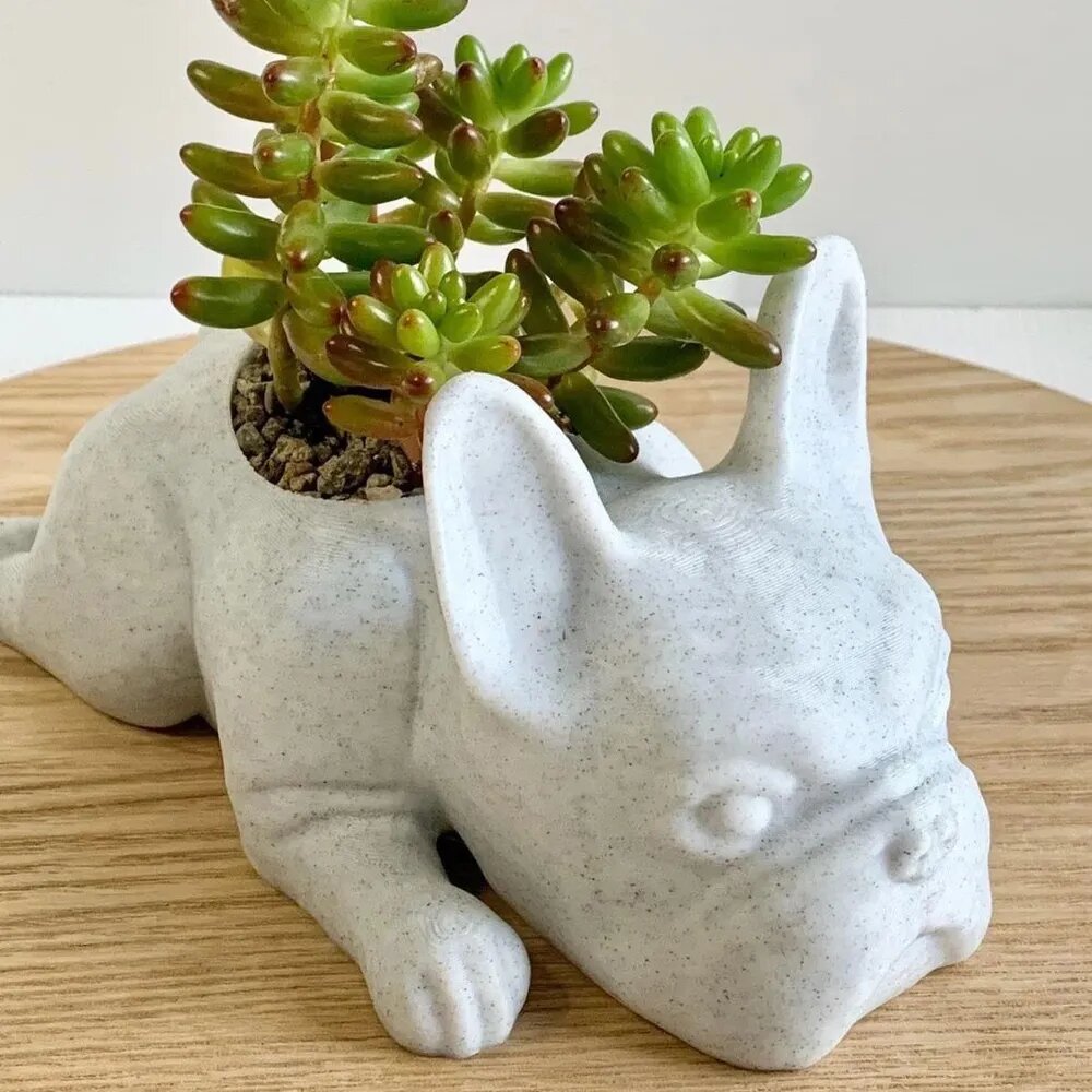 Фигурка садовая Плантатор с милым щенком французского бульдога 16.5x11X7 cm