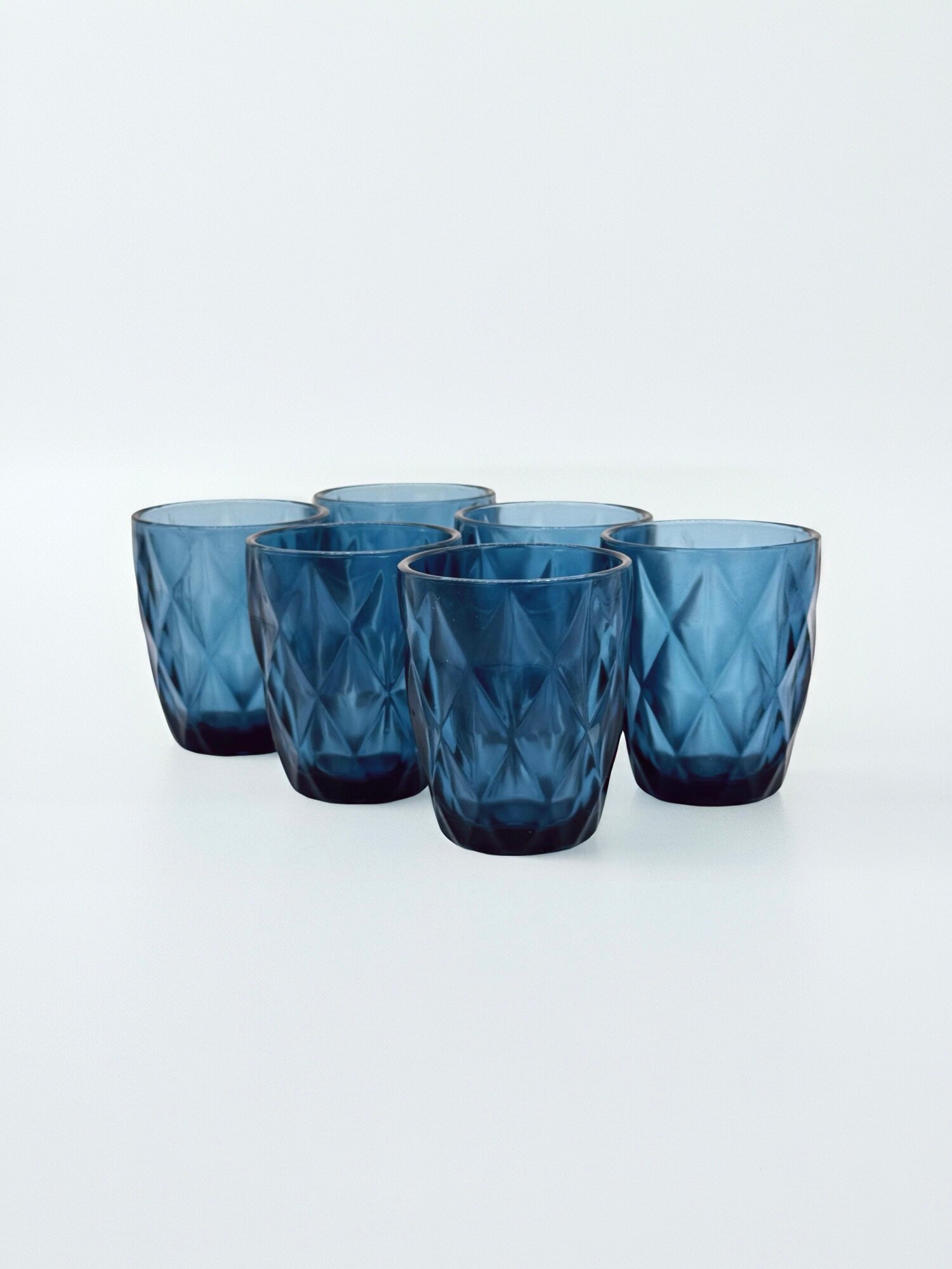 Стаканы для воды, коктейлей, напитков, набор 6 шт, стаканы синие