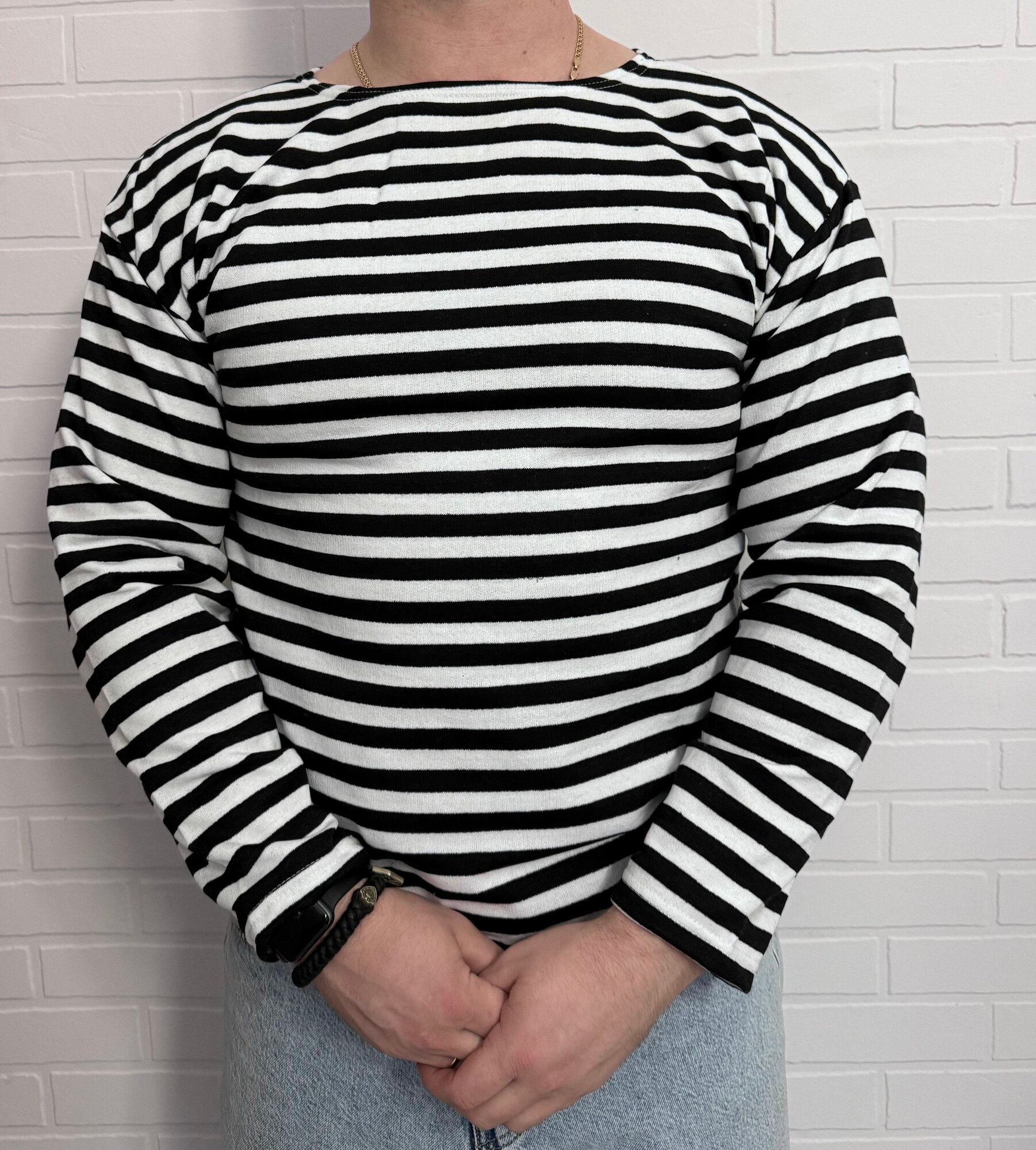 Тельняшка черная с начесом