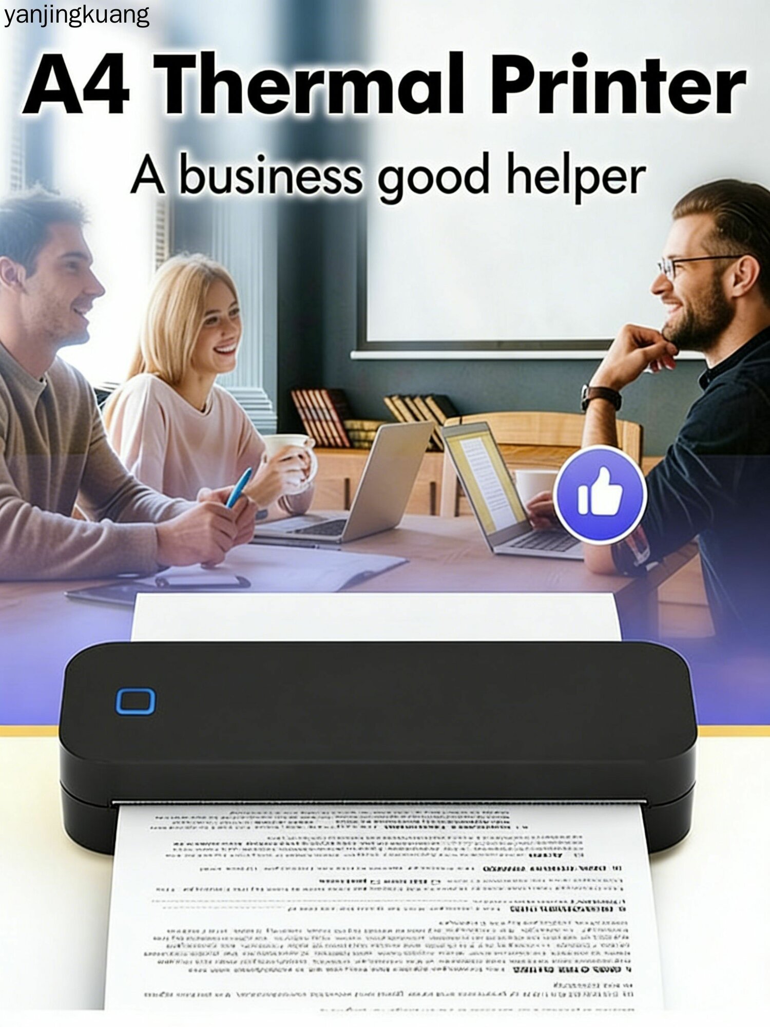 Принтер A4 черный с Bluetooth и беспроводным подключением для печати документов и тату-шаблонов