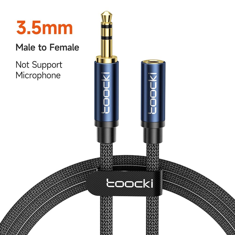 Toocki удлинитель аудиокабель 3.5 мм Blue not support mic, 2 м