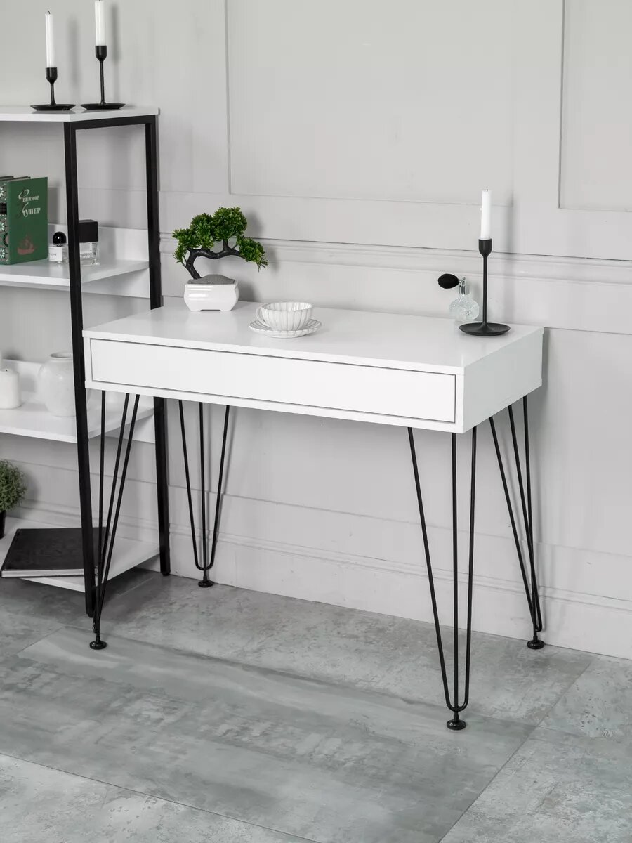 Письменный стол ТПП салве, лофт, столешница ЛДСП, с выдвижным ящиком, черный/белый