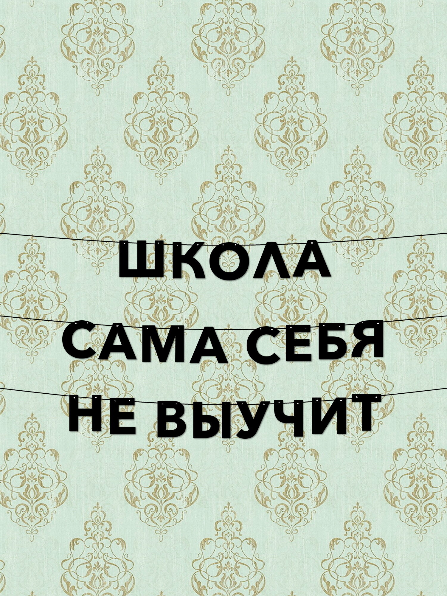 Гирлянда-растяжка 'Школа сама себя не выучит' - Яркий декор для праздника и украшение интерьера, высота букв 10 см, толщина 1 мм