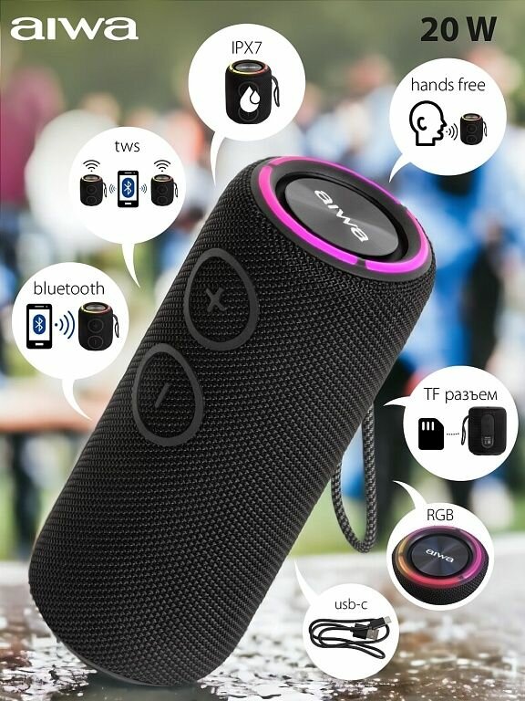 Портативная беспроводная колонка AIWA PAS-H200 black