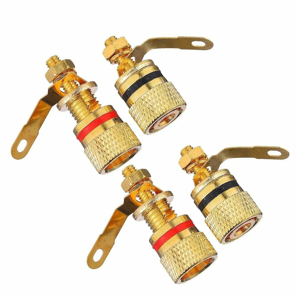Медные цветные акустические клеммы с золотым покрытием для динамиков, набор из 4 шт