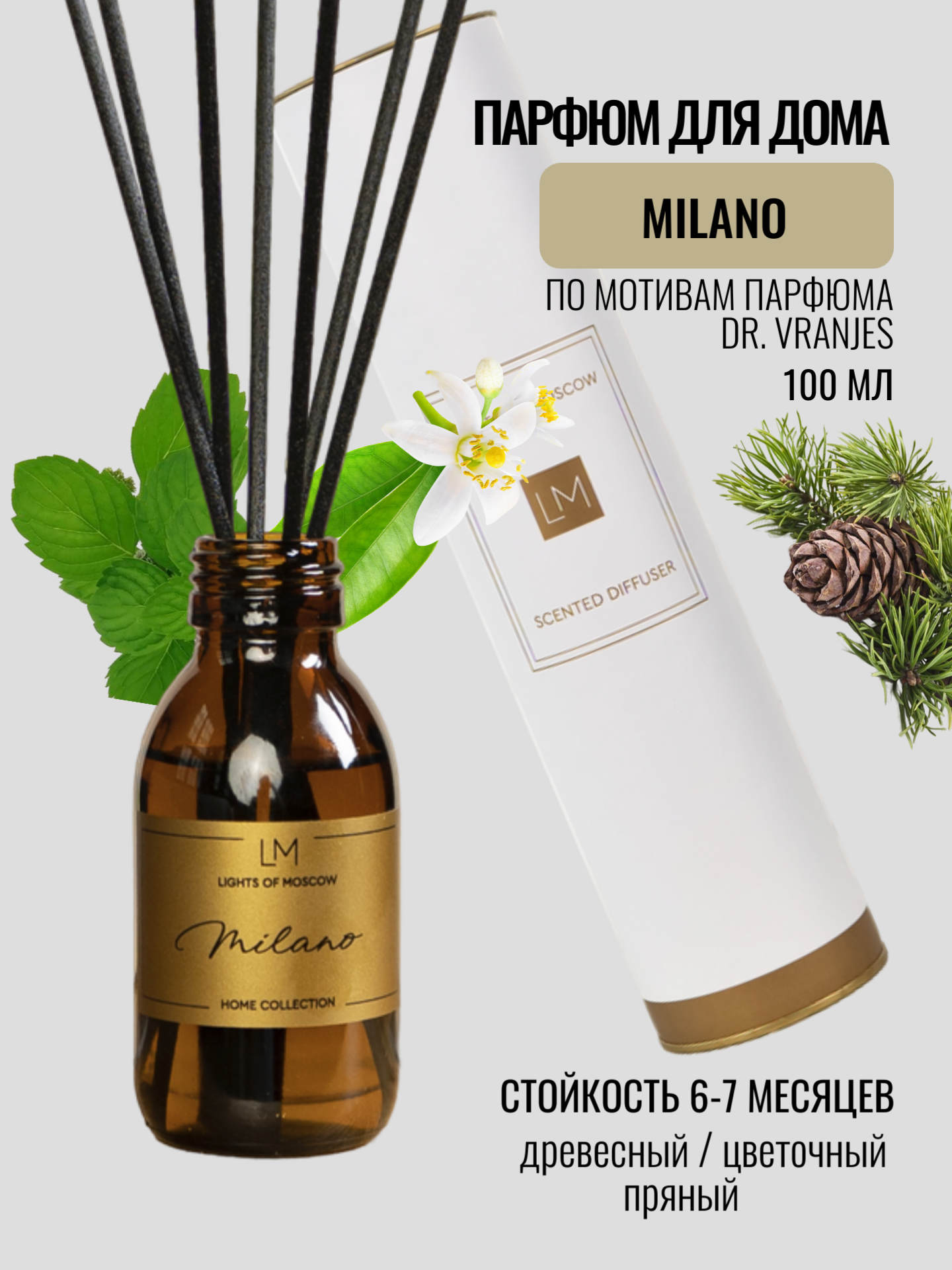 Диффузор для дома парфюмированный "Lights of Moscow", Милано / Milano