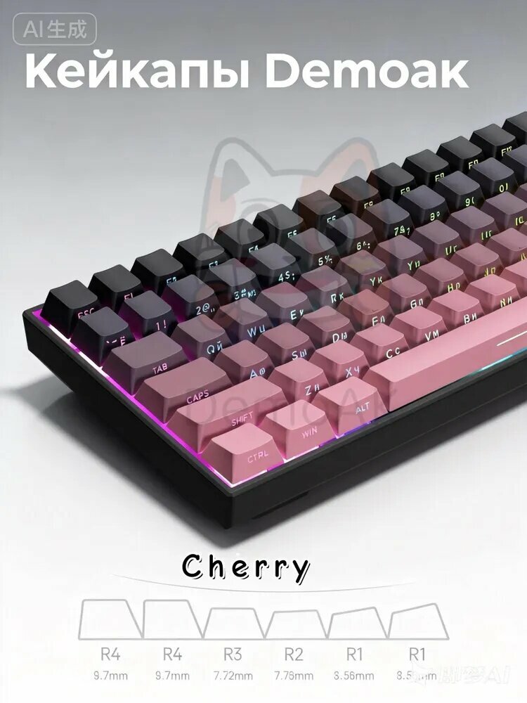 Кейкапы для механической клавиатуры Demo AK-01 ENG + RU, pbt, Cherry