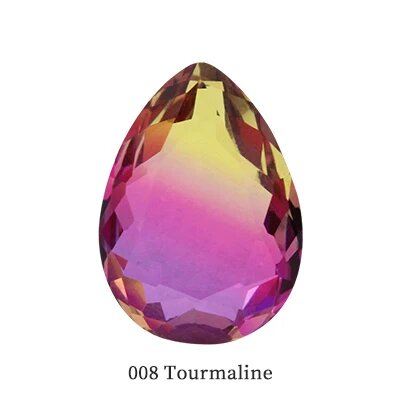 10шт Каплевидные стразы Tourmaline Purple Yellow 008, 13x18 мм
