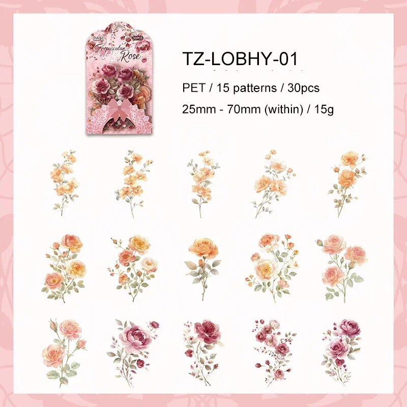 Стикеры TZ-LOBHY-01 Flower Decrease Series, 30шт