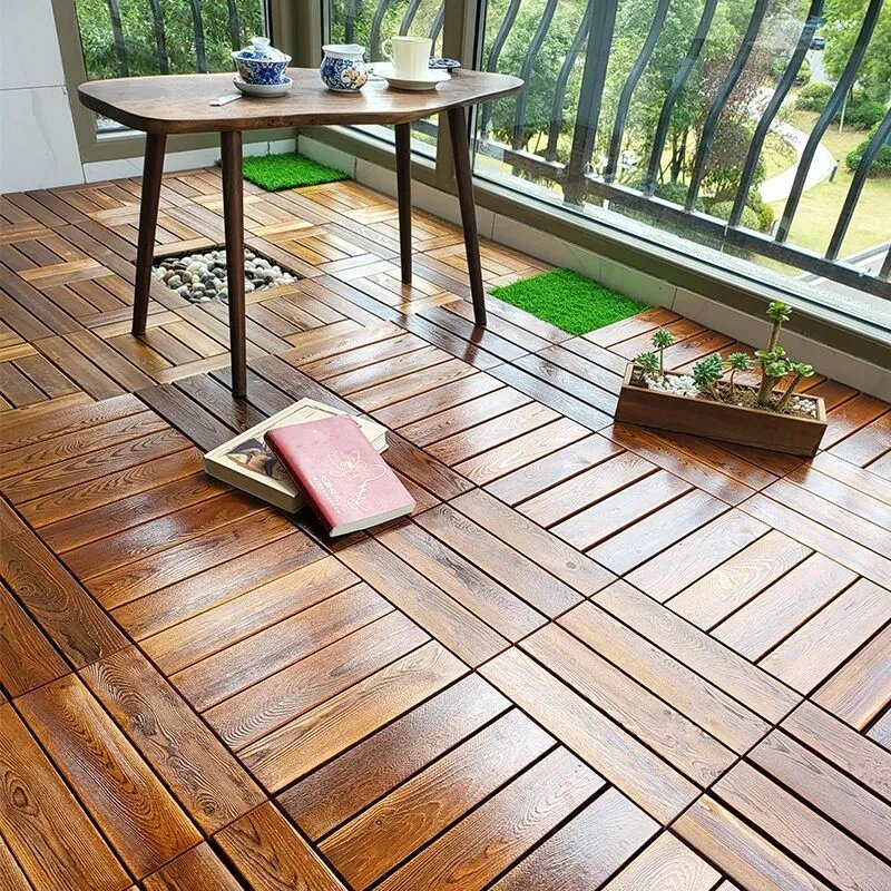 Ламинат, 25 мм для террасы с имитацией дуба, коричневый цвет, многополосный, глянцевая поверхность