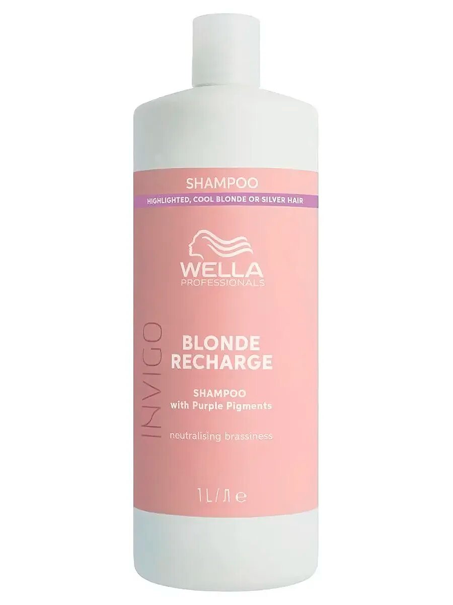 Wella Professionals / Шампунь-нейтрализатор желтизны для холодных светлых оттенков INVIGO BLONDE RECHARGE, 1000 мл