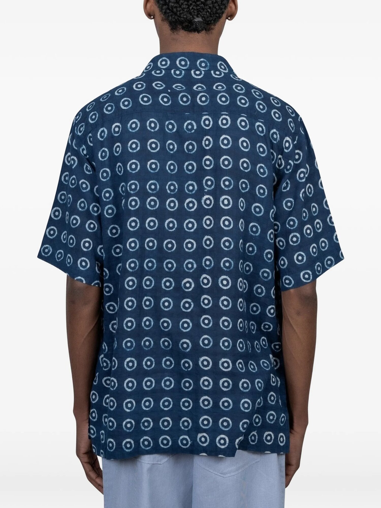 Рубашка Universal Works Patterned camper-collar shirt, размер S, blue — фото 1