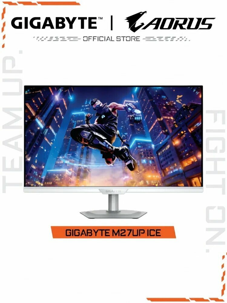 Gigabyte 27" Монитор M27UP ICE Gaming Monitor, IPS,4K 160HZ,125%sRGB,1MS, G-SYNC, AMD-FreeSync, KVM, белый, светло-серый