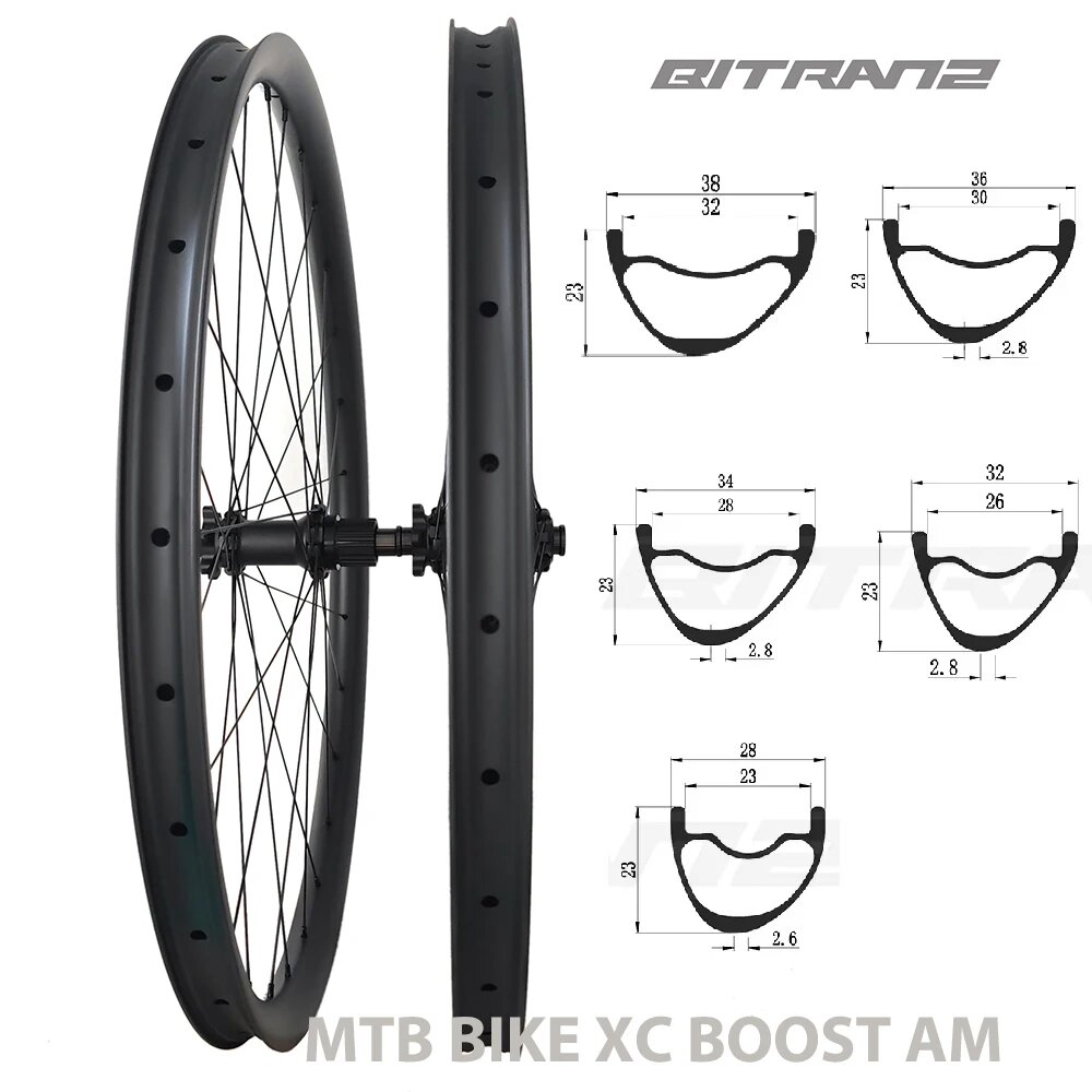BITRANZ 29er Карбоновые Колеса для Горных other surface, 6 bolts hubs, Micro Spline, XC, 29er 36x23