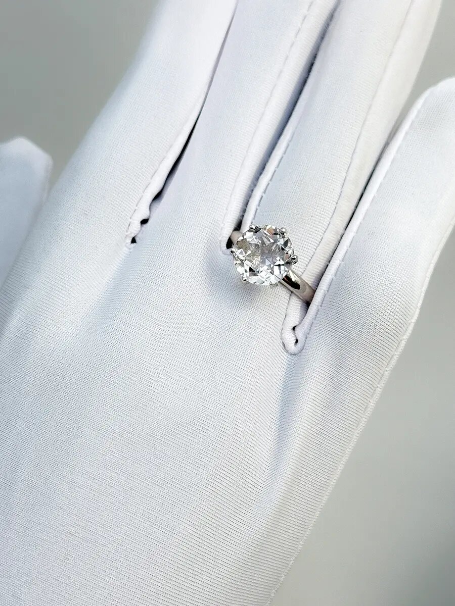 Кольцо, серебро, 925 проба, родирование, горный хрусталь