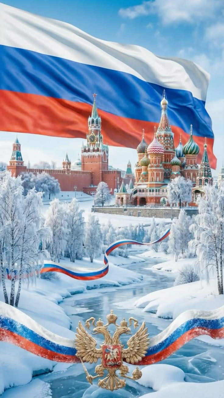 Алмазная Мозаика "Российский Флаг И Герб" 40х50 См Алмазная Вышивка / Картина Стразами Подарков / Украшения