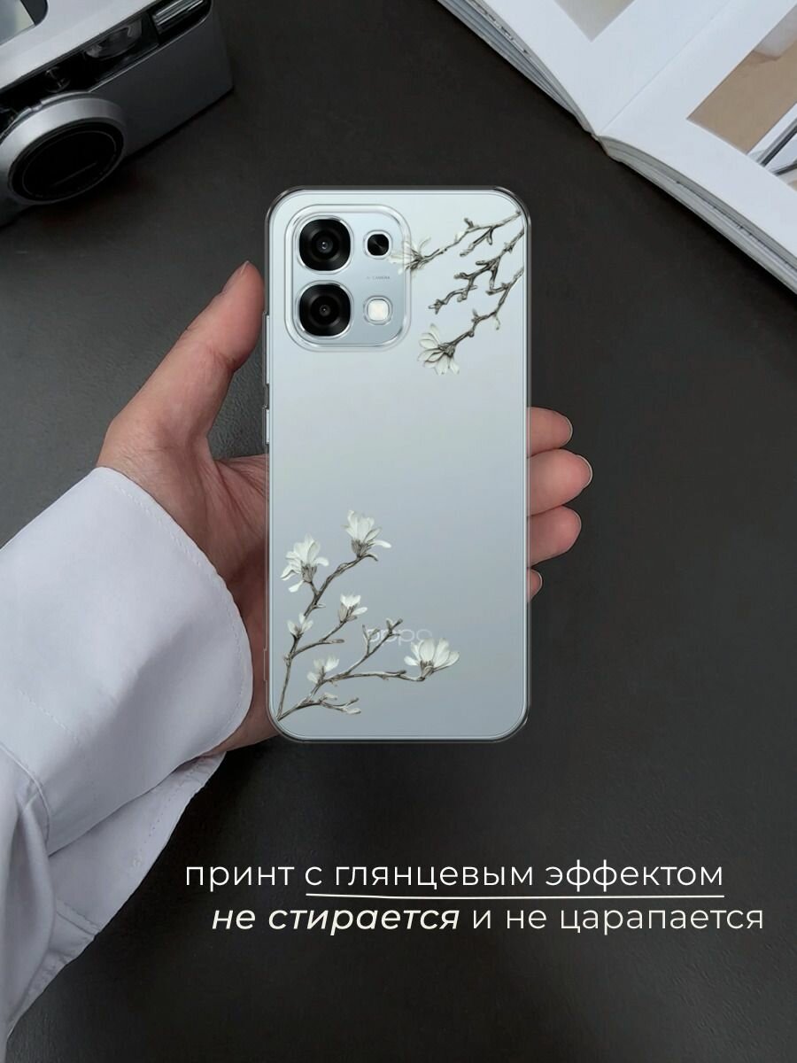 Силиконовый чехол на Oppo A6 Pro / Оппо A6 Про с принтом Белоснежные цветы — фото 1