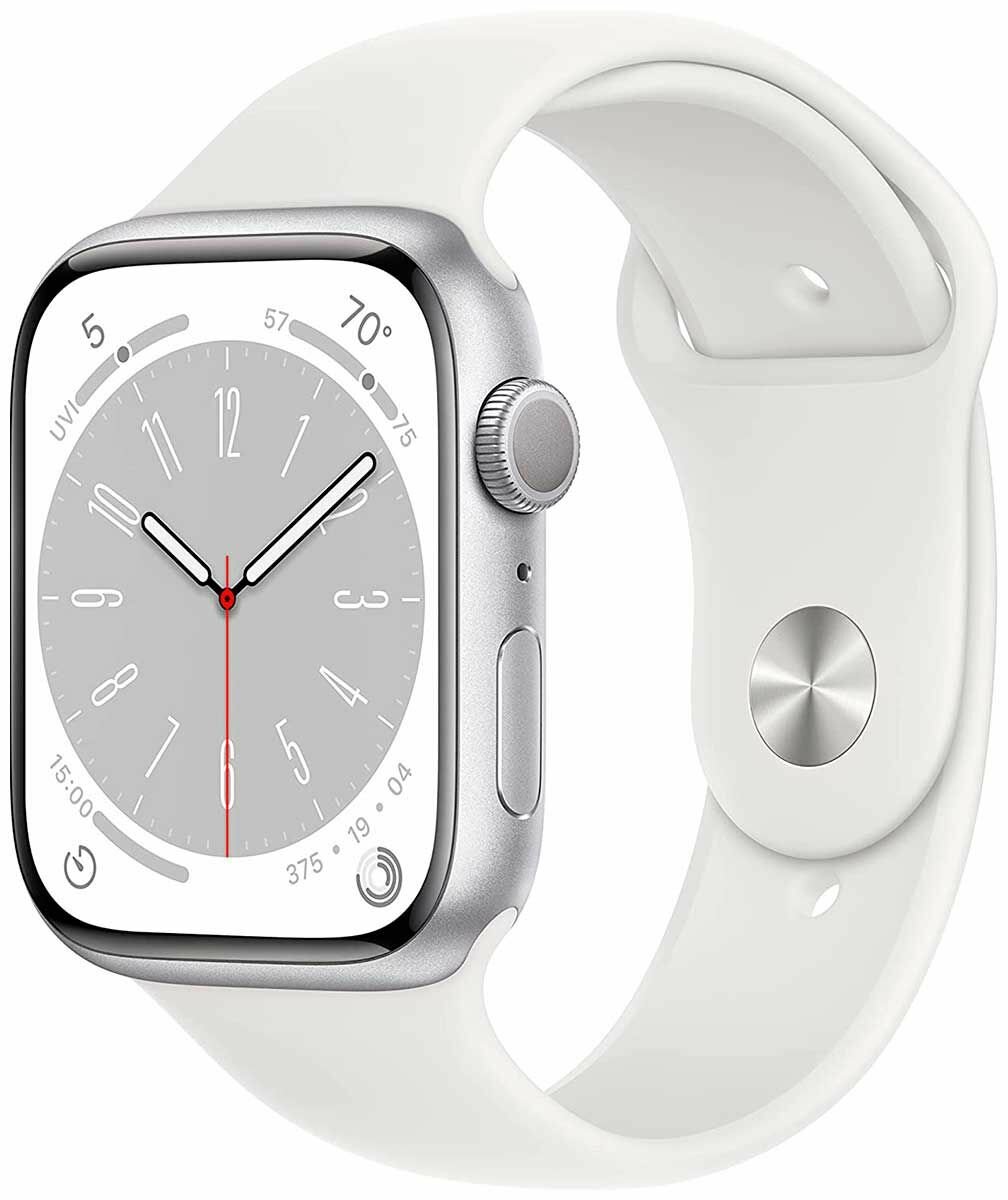 Смарт-часы Apple Watch Series 8 GPS 45mm Silver Aluminium Case White Sport Band M/L MP6Q3LL/A