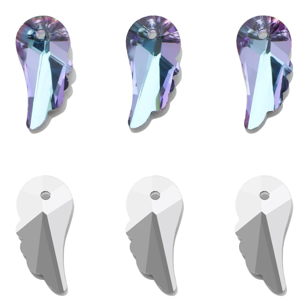 10 шт. 9x20 мм хрустальные полые крылья шармы стеклянные ангельские подвески-крылья бусины для FZ01
