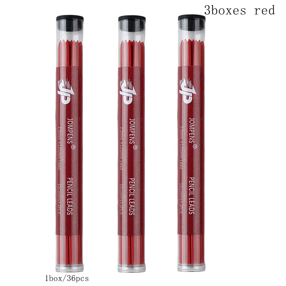 Механический карандаш MROOFUL 2,0 мм 2B красный/желтый/черный/синий Бордовый, 3box red lead