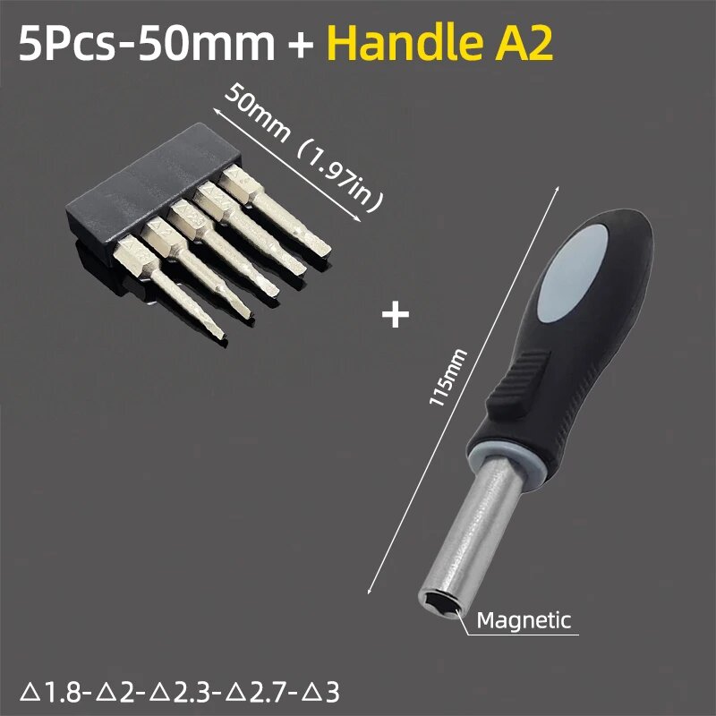 Набор отверток 5Pcs-Handle A2, 50 мм, магнитные