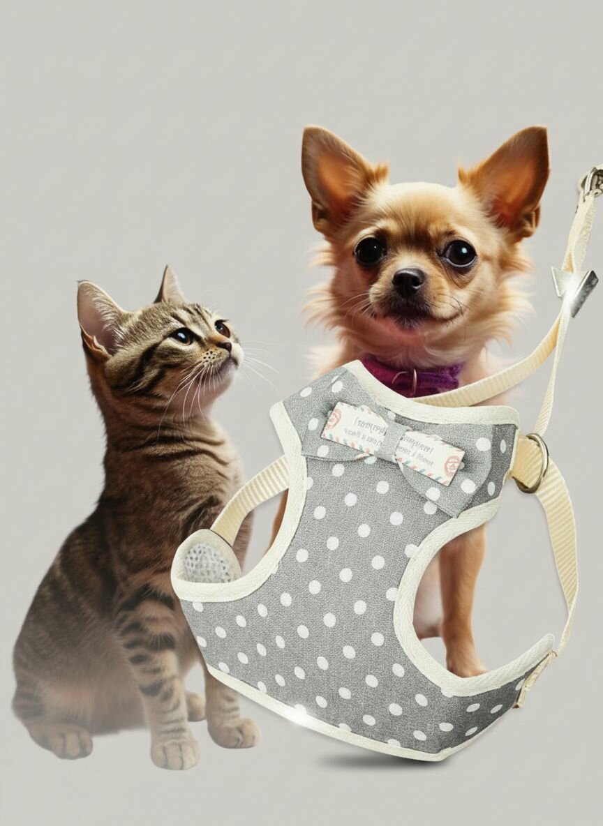 Шлейка для собак мелких пород и кошек с поводком мягкая Stil dog