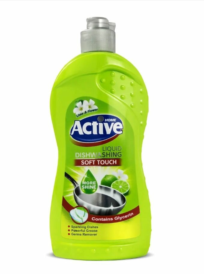 Гель для посуды Active "Лайм и Цветы", антибактериальный, в холодной воде, 500мл