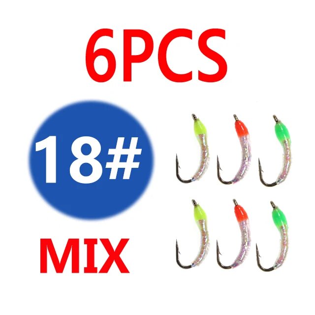 6 шт. рыболовных крючков 18# MIX, белые