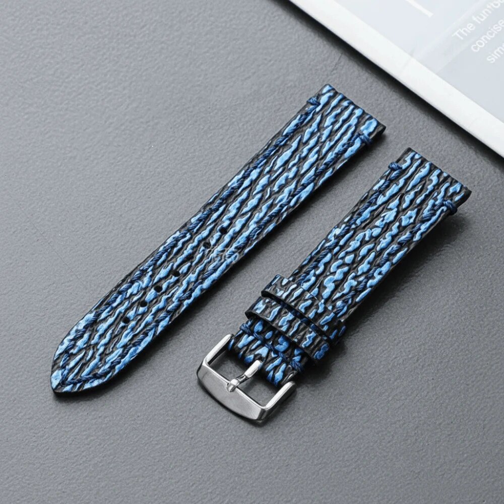 Ремешок для часов 18 мм Shark-blue из натуральной кожи