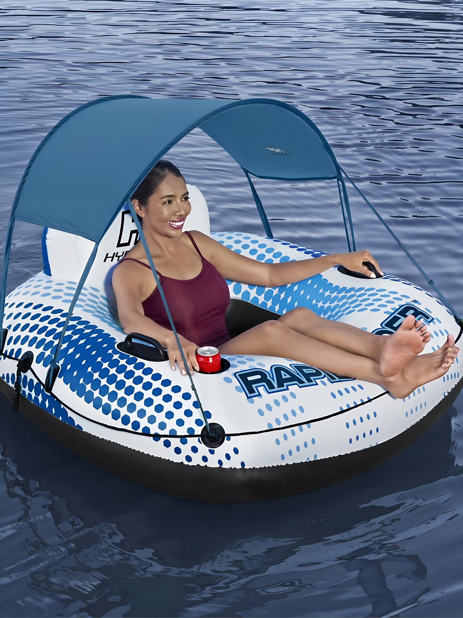 Надувной круг-кресло Bestway Рапид Райдер 137х137 см, ручки, подстаканник, бассейн, море, нагрузка 100 кг, артикул 43725